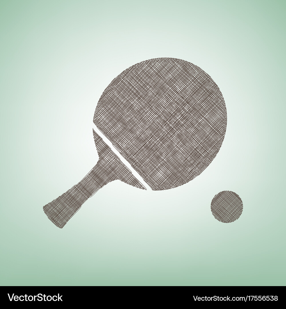 Ping pong paddle with ball brown flax Royalty Free Vector