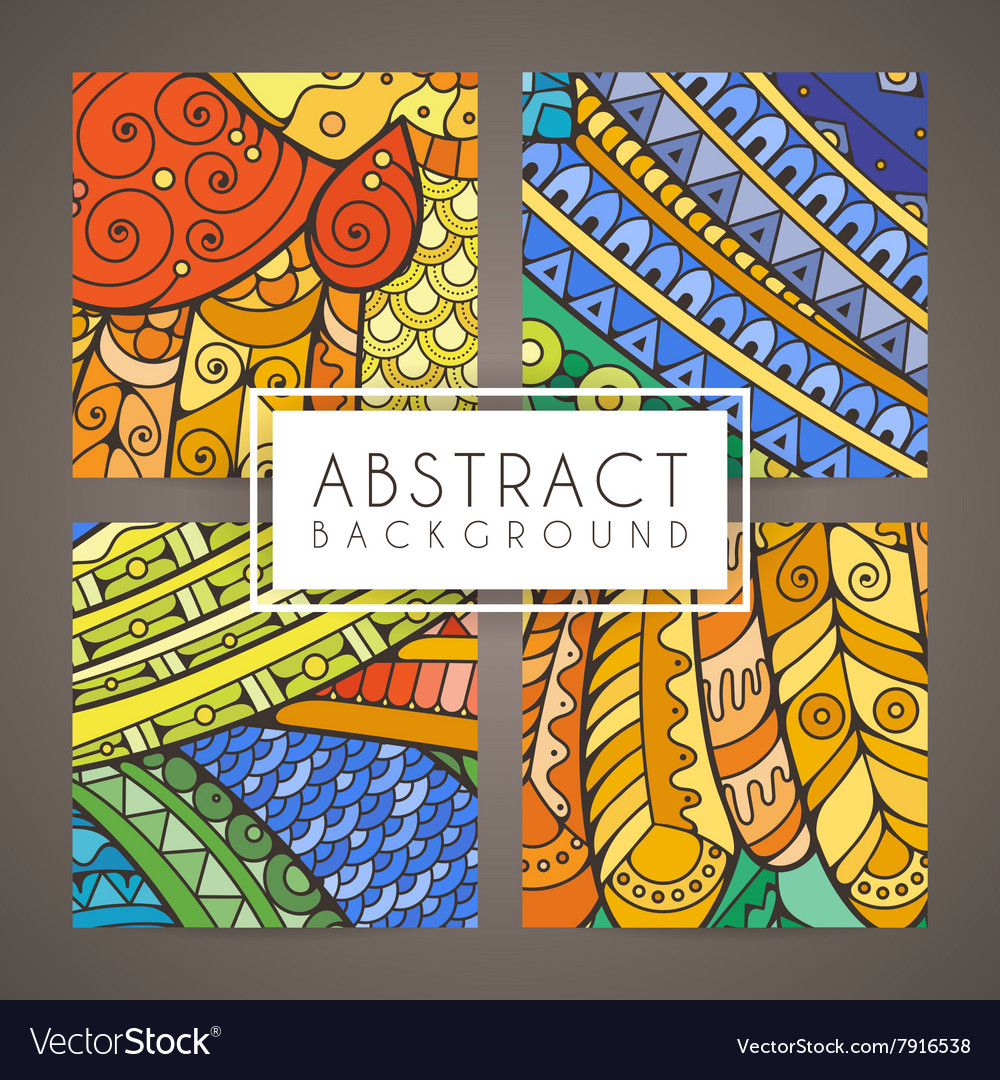 Set four colorful intricate patterns Royalty Free Vector