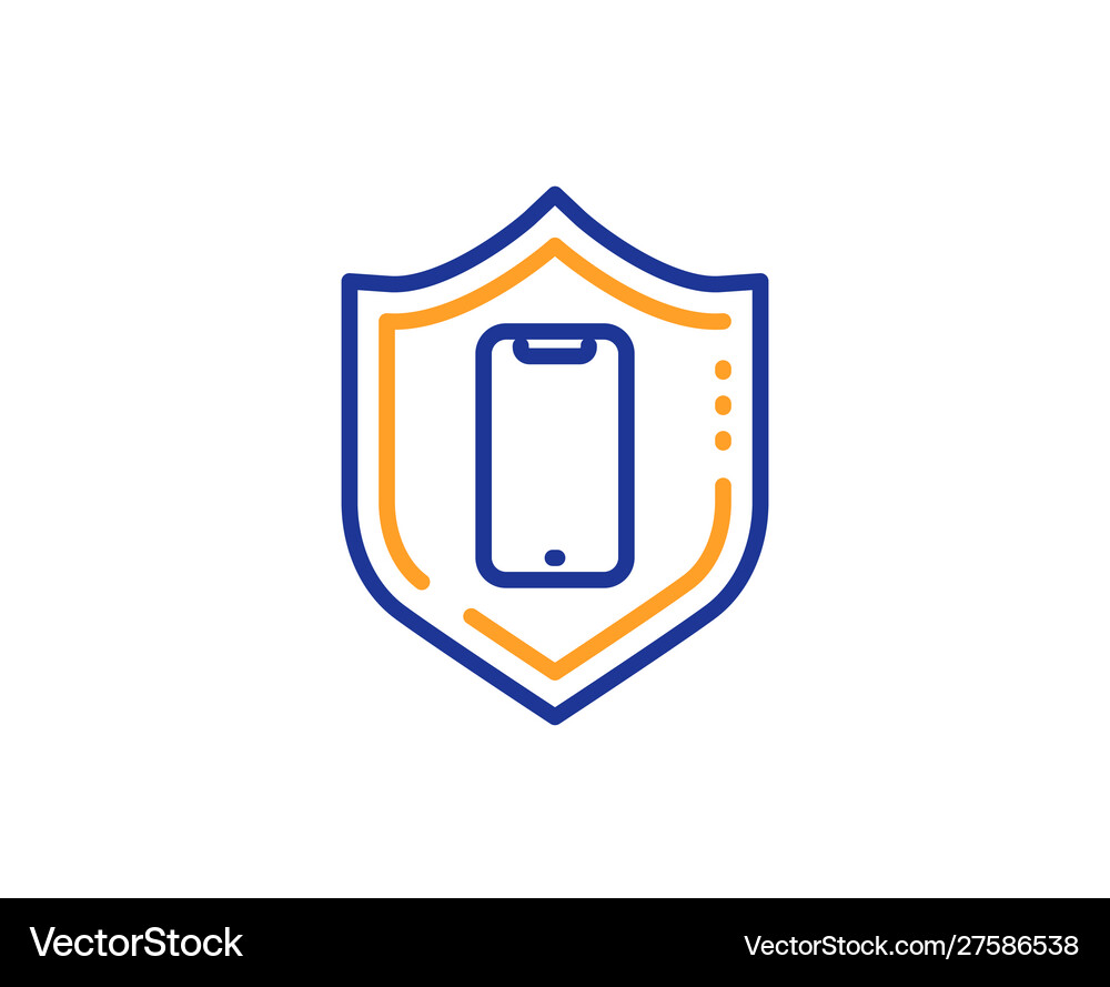 Smartphone protection line icon phone shield sign Vector Image