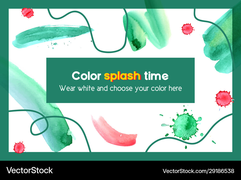 Splash color frame design with green pink Vector Image