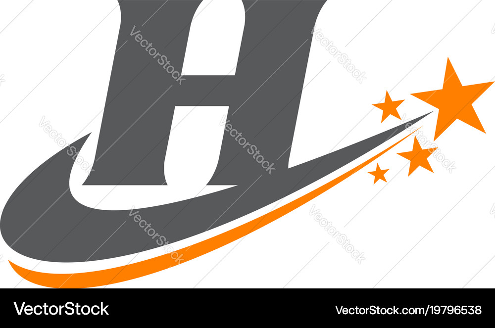 Star swoosh letter h Royalty Free Vector Image