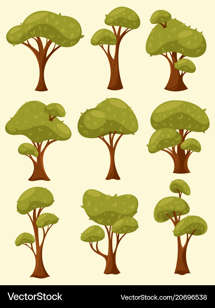 Tree with leaves or wood crown and trunk Vector Image