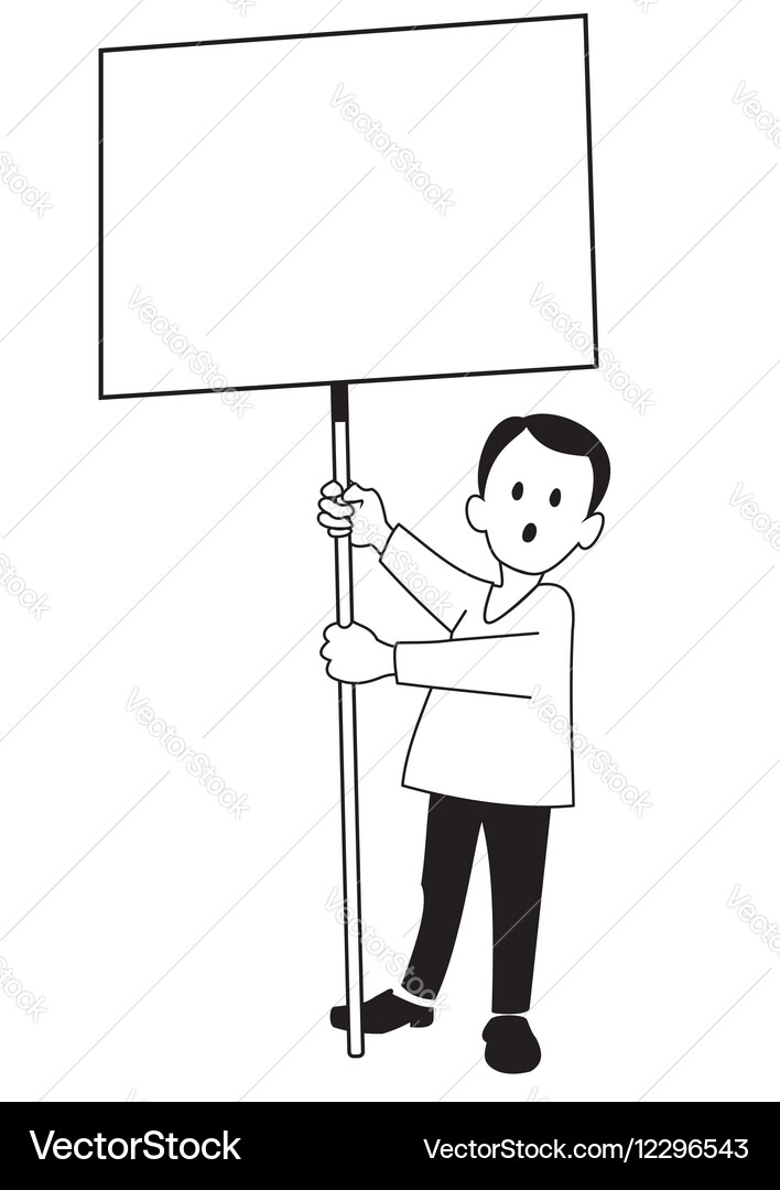 A boy with poster Royalty Free Vector Image - VectorStock