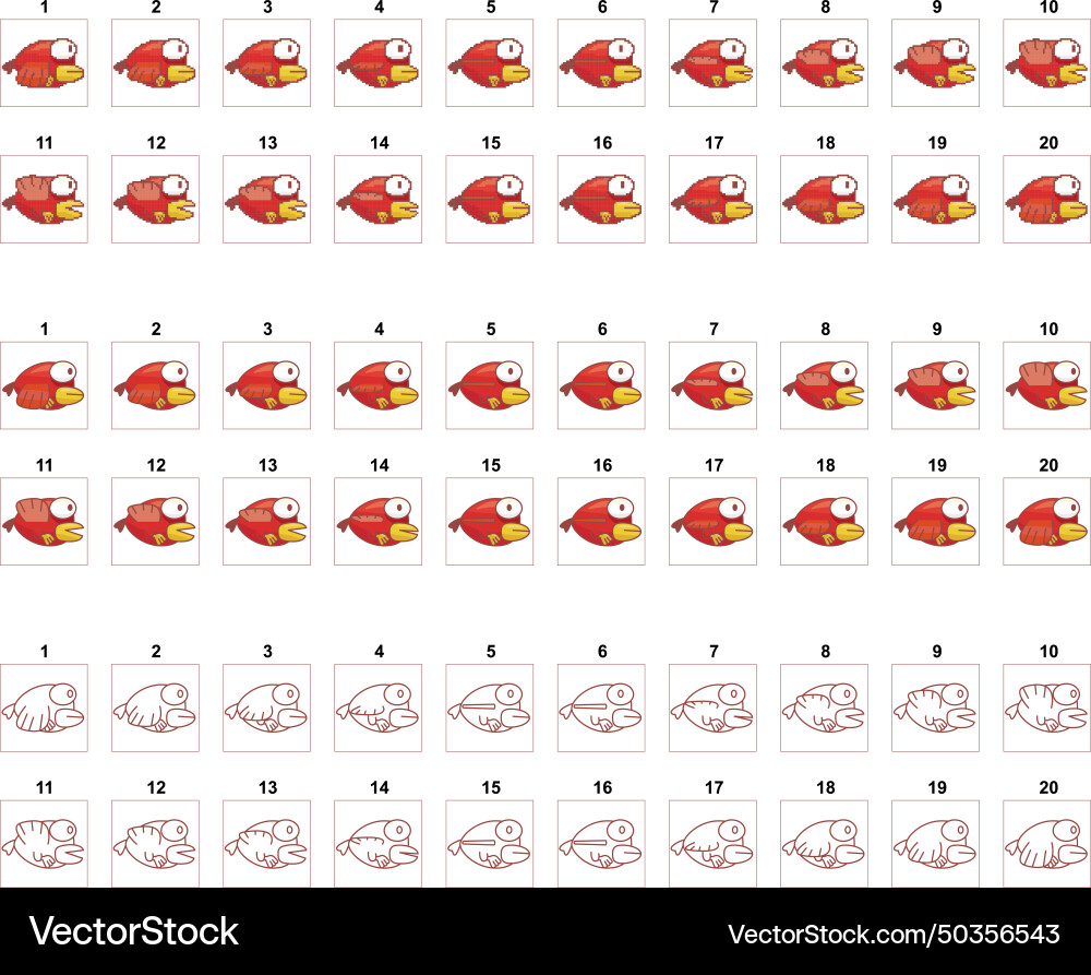 Animation of a flying bird frame Royalty Free Vector Image