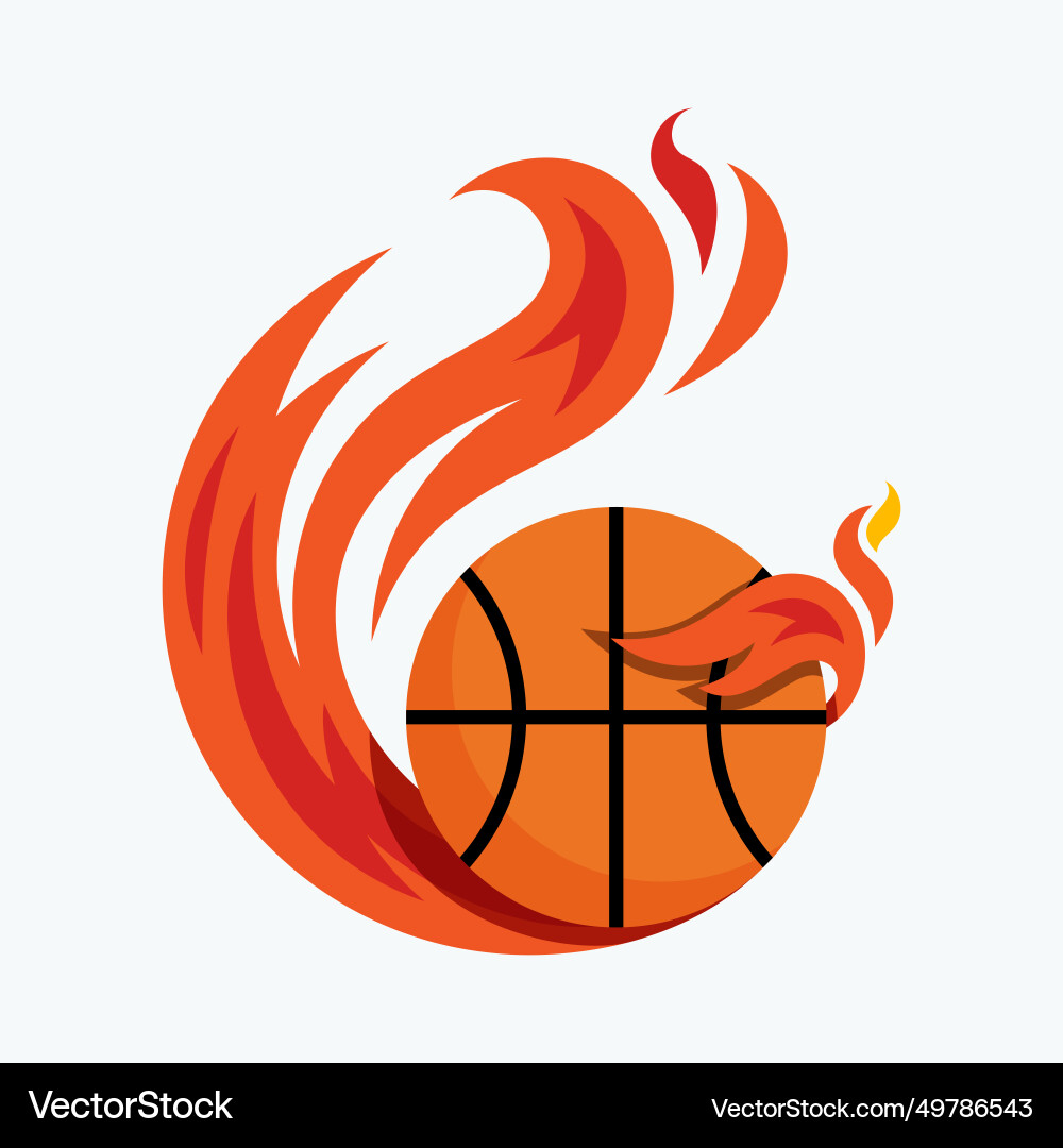 Basketball flying fire ball icon design emblem Vector Image