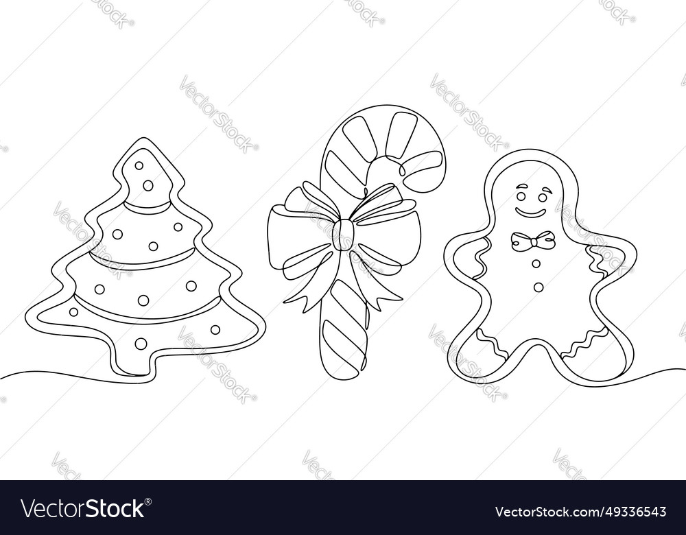 Christmas sweets one line Royalty Free Vector Image
