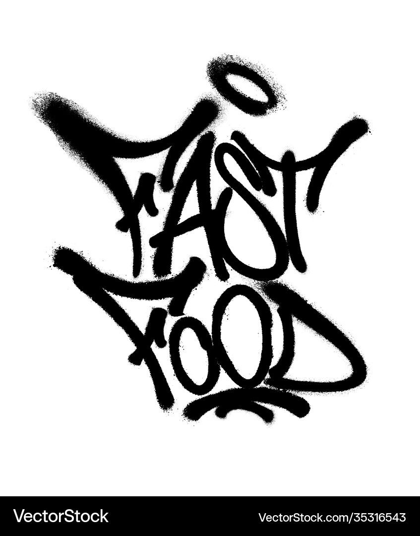 Fast food sprayed lettering made in black paint Vector Image
