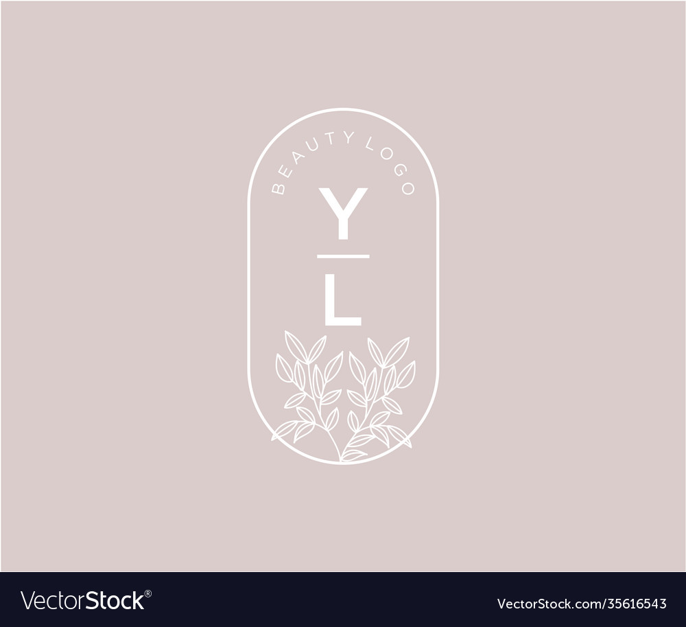 Initial yl letters beautiful floral feminine Vector Image