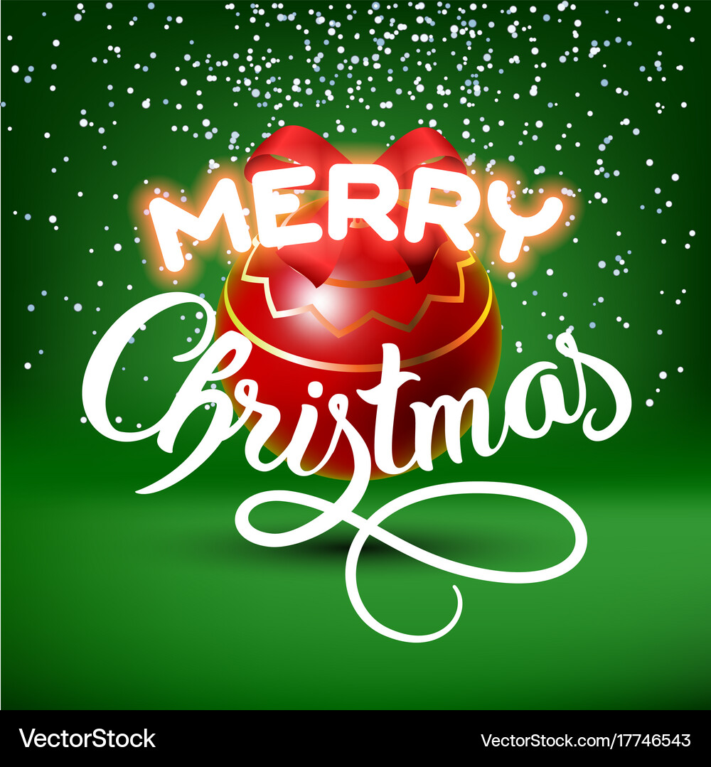 Merry christmas lettering congratulation card Vector Image