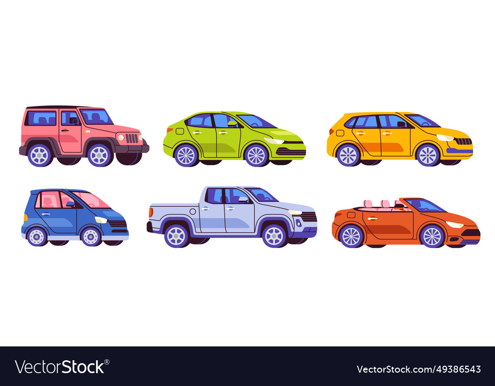 Passenger cars set Royalty Free Vector Image - VectorStock