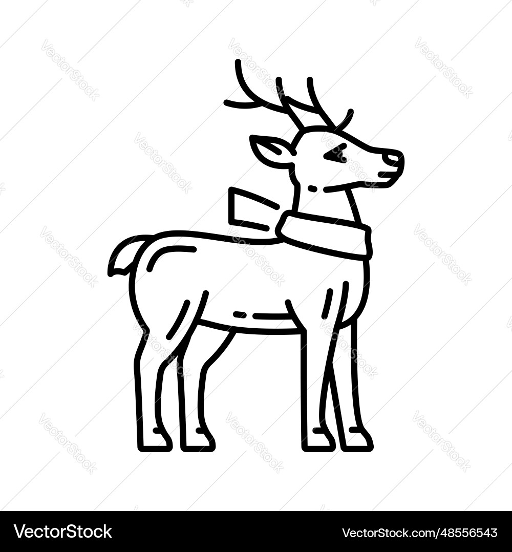 Reindeer animal christmas thin line icon Vector Image