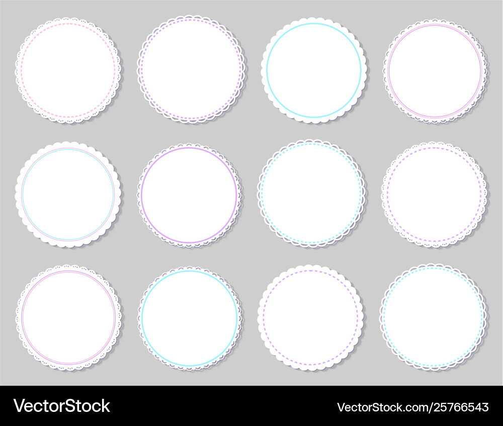 Round napkins with various edges isolated on grey Vector Image