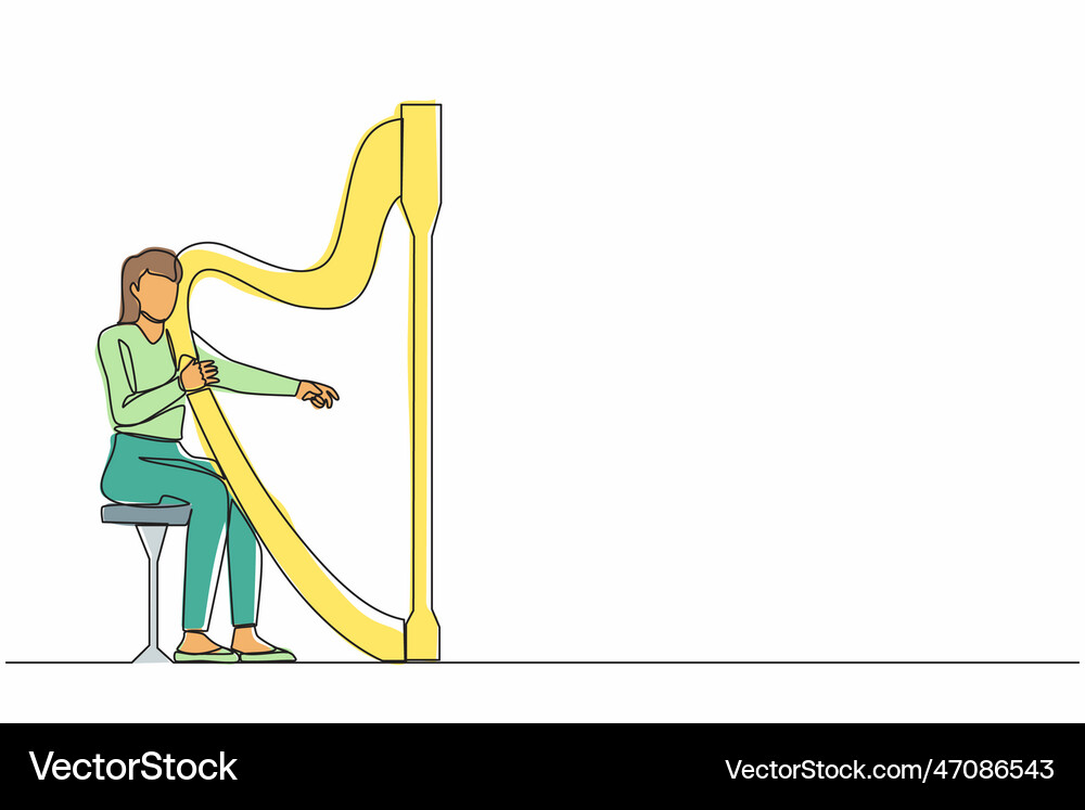 Single continuous line drawing woman musician Vector Image