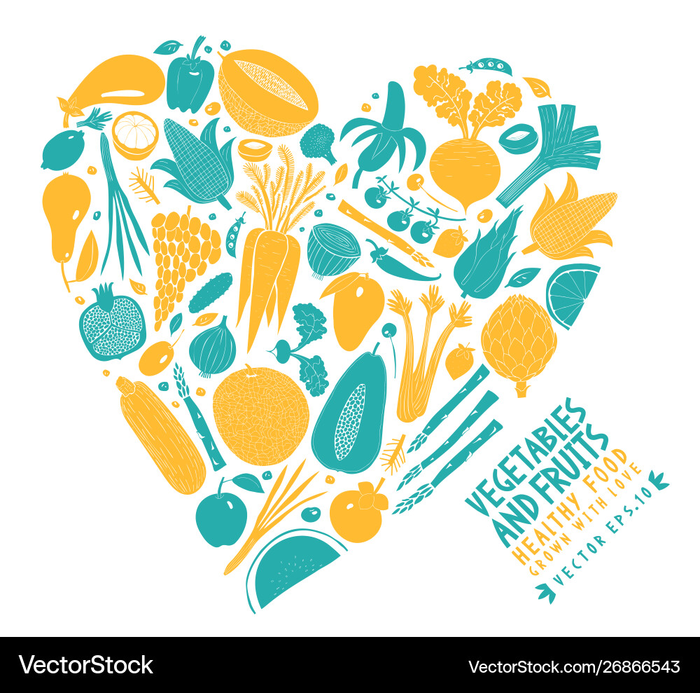 Vegetables and fruits arranged in shape a Vector Image