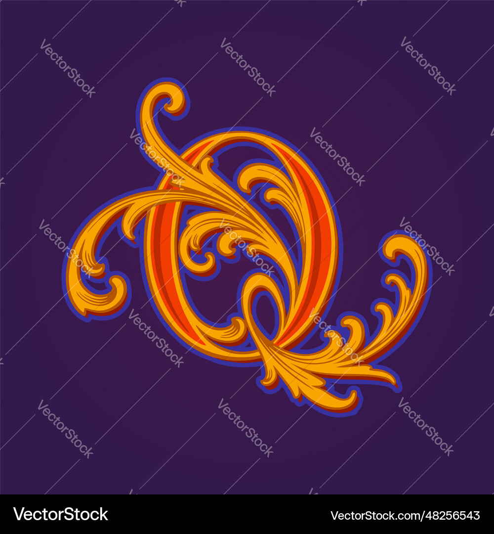 Vintage elegance gold number 0 monogram letter Vector Image