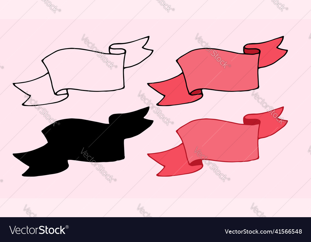 A set of pink hand-drawn banners isolated Vector Image