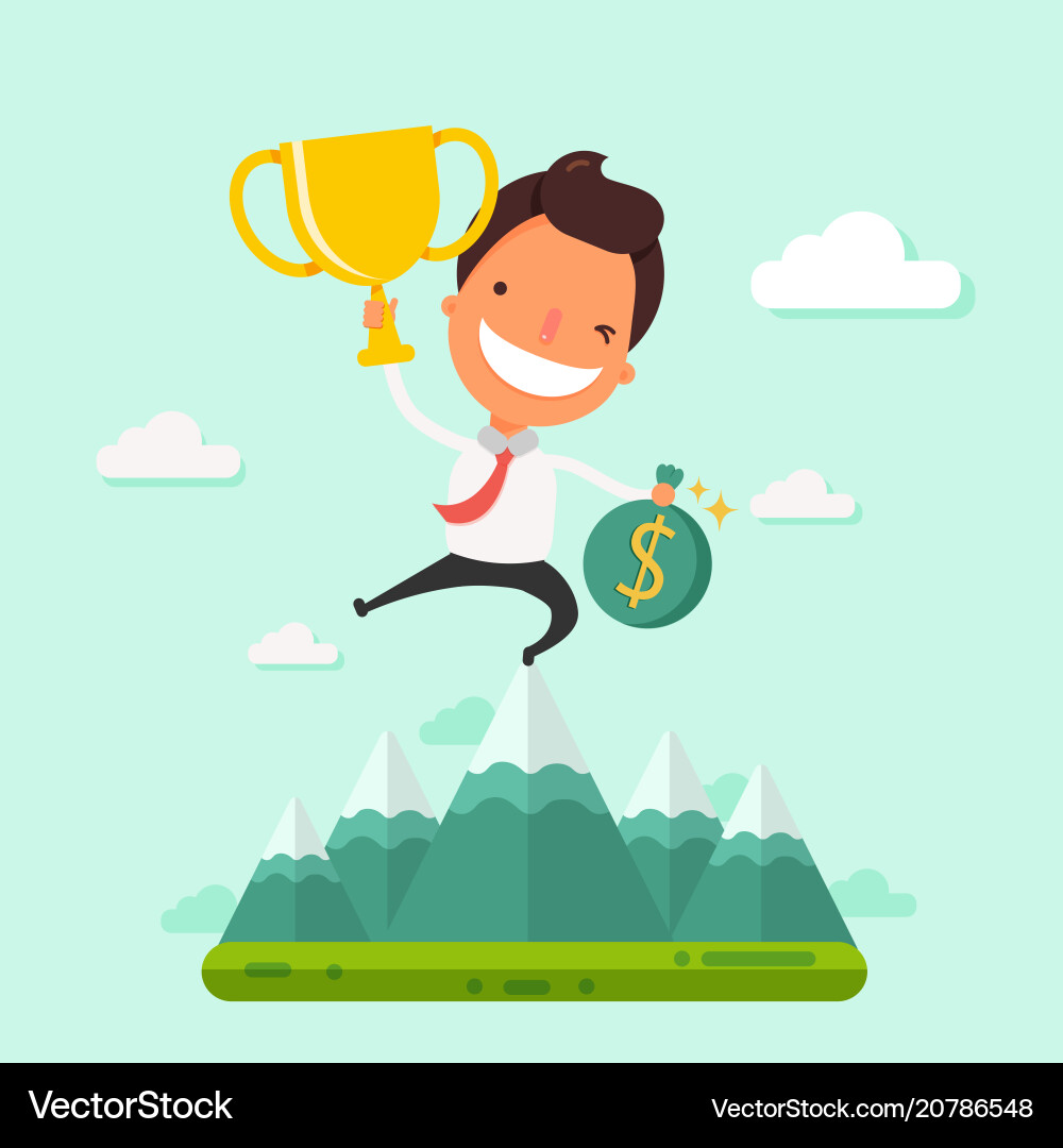 Business cartoon character success Royalty Free Vector Image
