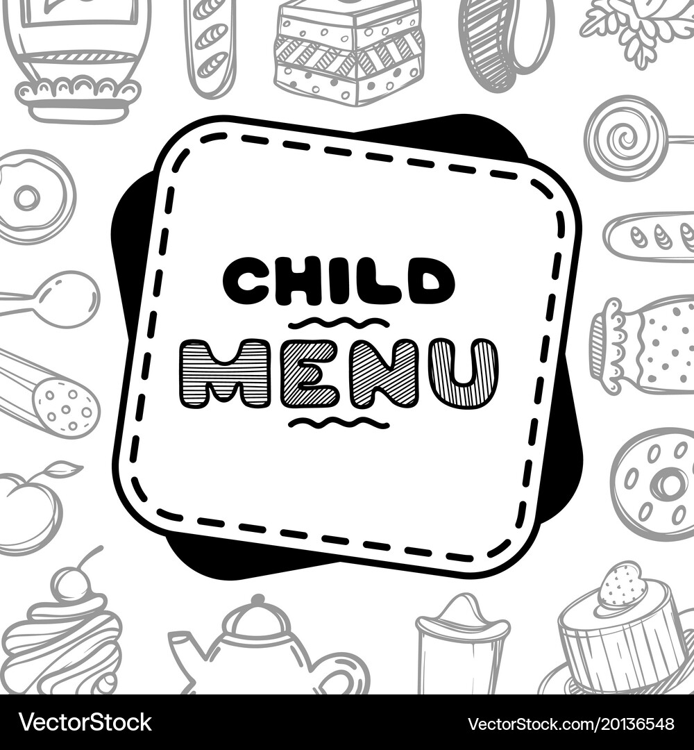 Cute hand drawn menu for cafe on food background Vector Image