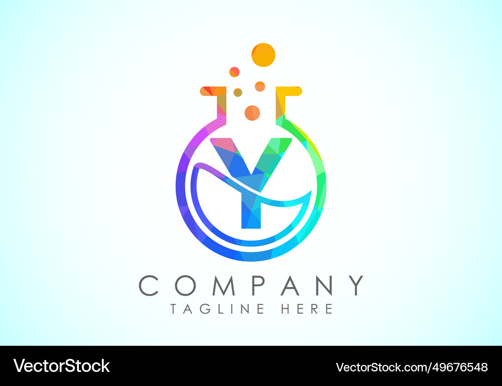 English alphabet y with science lab emblem low Vector Image
