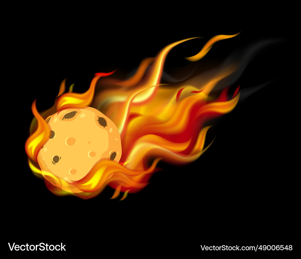 Flaming comets asteroids and meteors in cartoon Vector Image