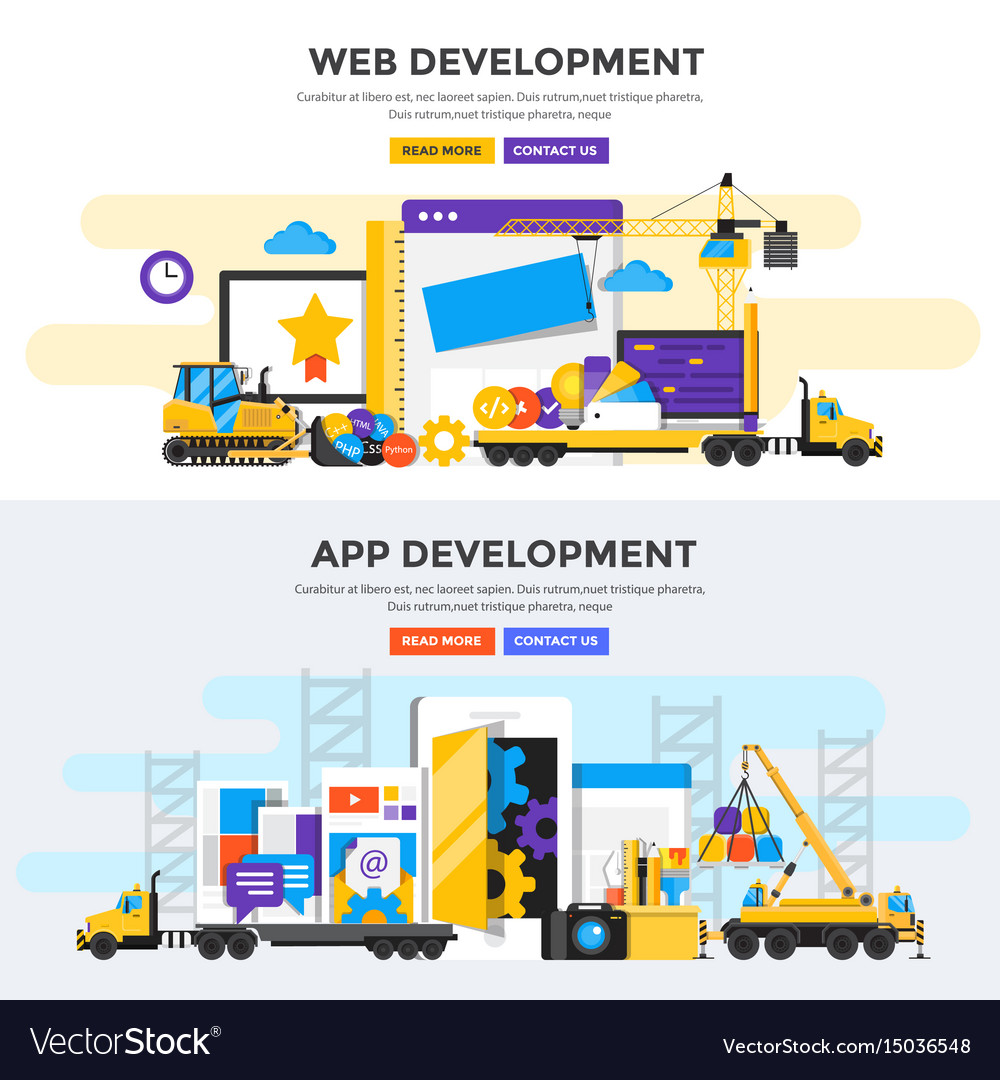 Flat design concept banner - apps and web Vector Image