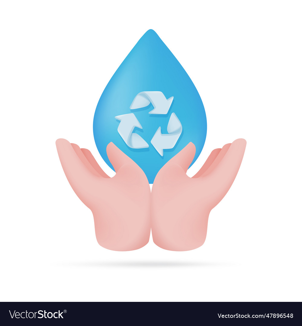 Hand holding water droplets water reduction Vector Image
