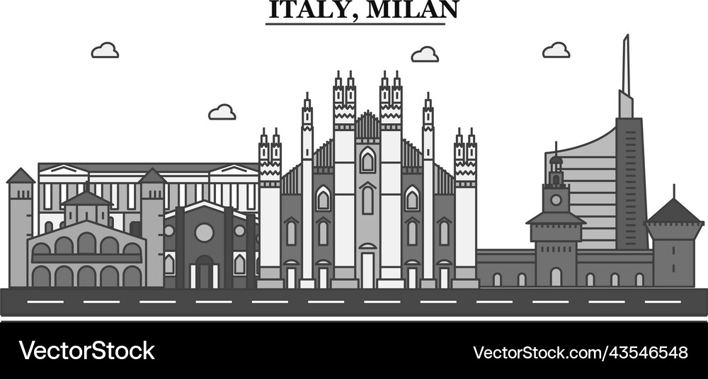 Italy milan city skyline isolated Royalty Free Vector Image