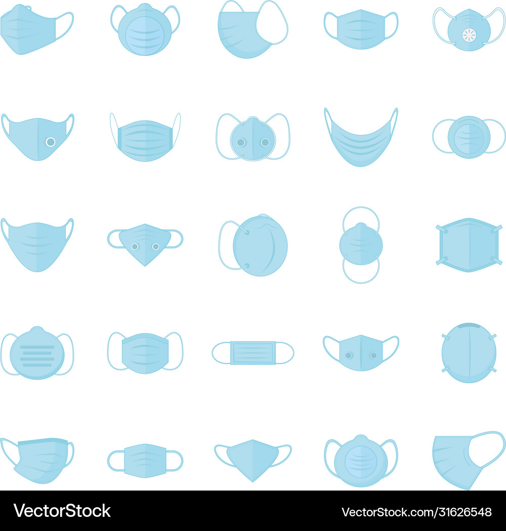Medical blue masks set design Royalty Free Vector Image