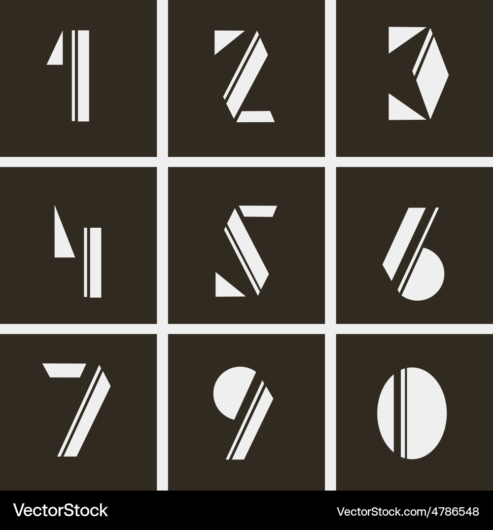 Numerals numbers of geometric shapes Royalty Free Vector