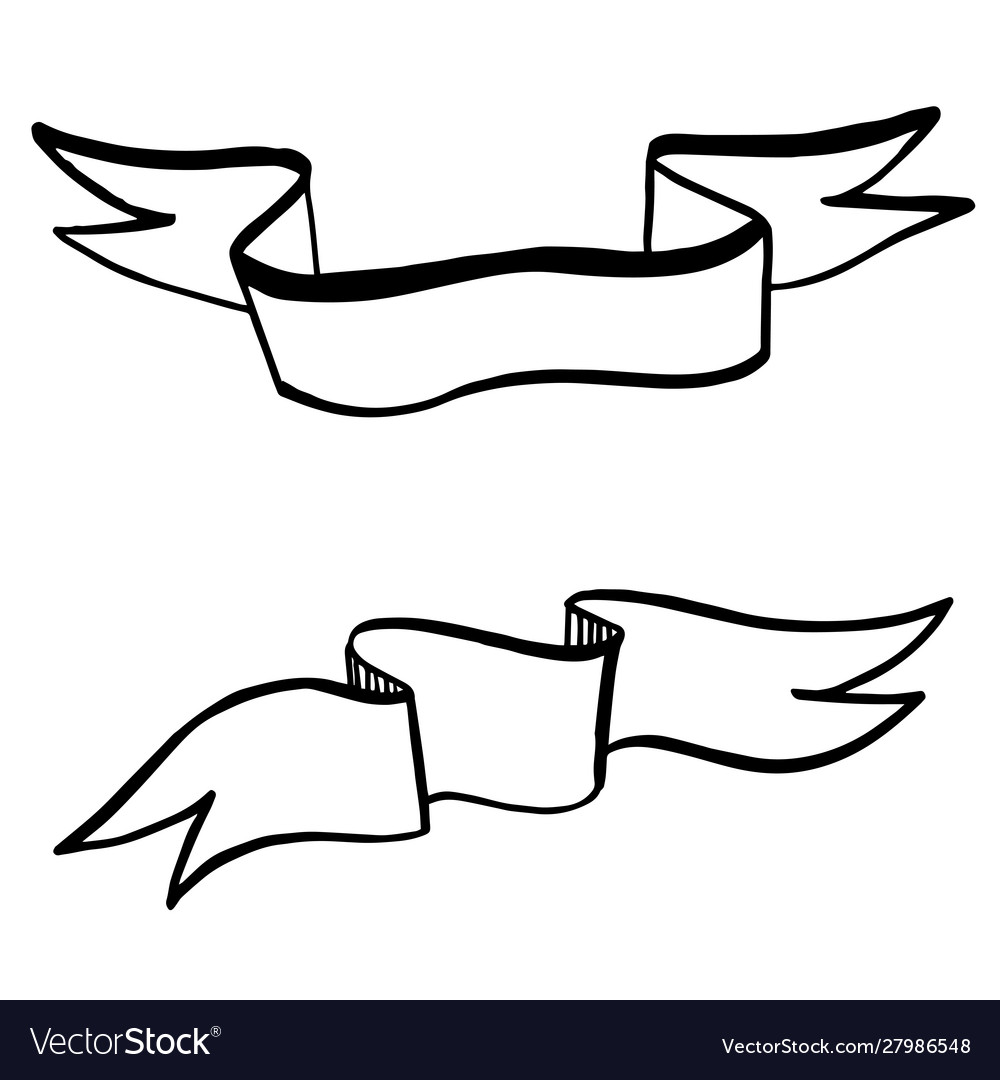 Ribbons set black and white engraved ink Vector Image