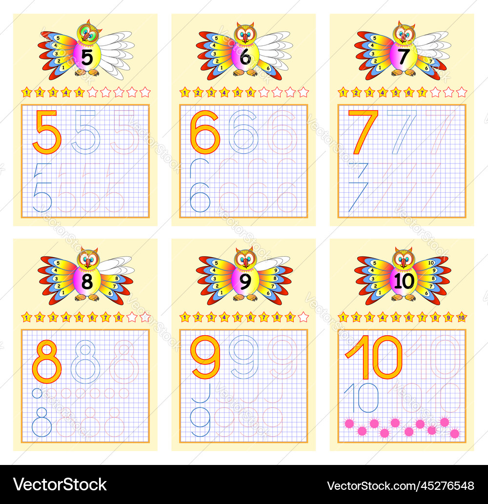 Set of educational pages on square paper Vector Image