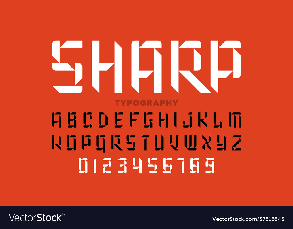 Sharp style font Royalty Free Vector Image - VectorStock