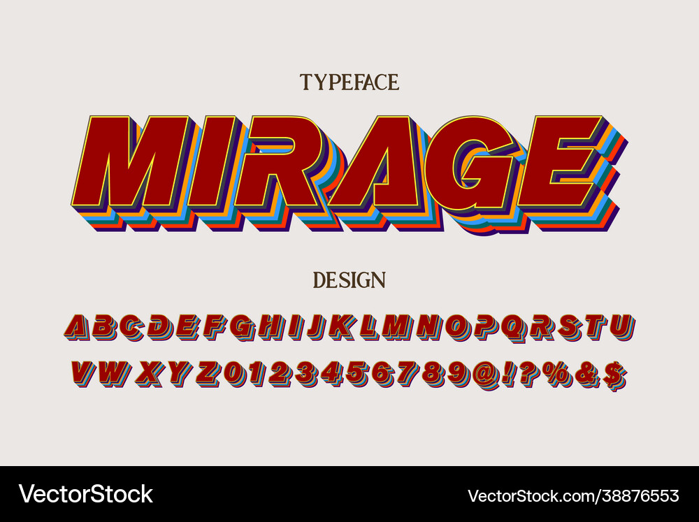Alphabet font shadow effect classic lettering red Vector Image