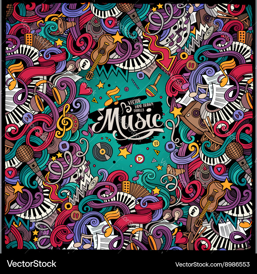 Cartoon hand-drawn doodles musical Royalty Free Vector Image