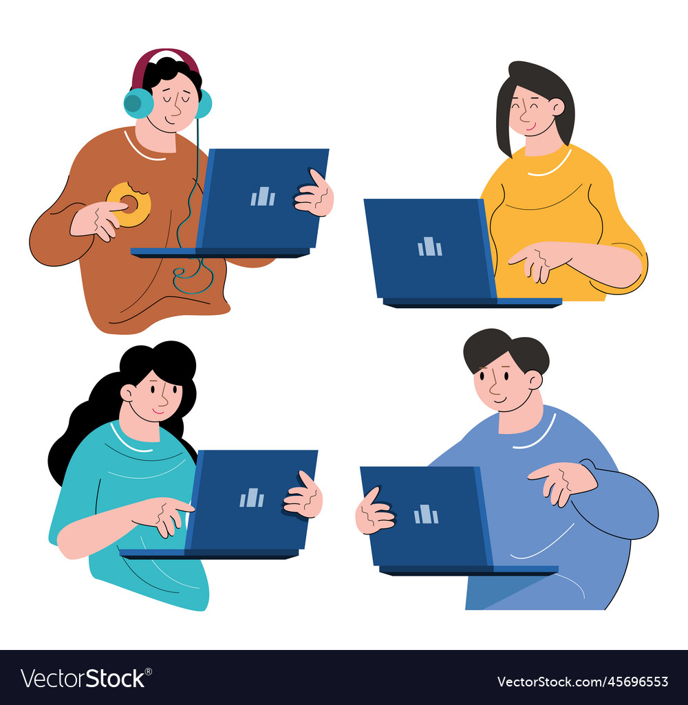 Character people using laptop Royalty Free Vector Image