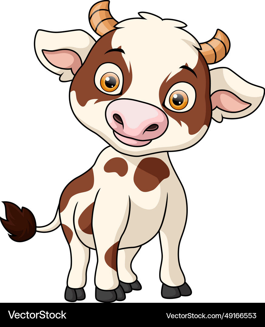 Cute cow cartoon on white background Royalty Free Vector