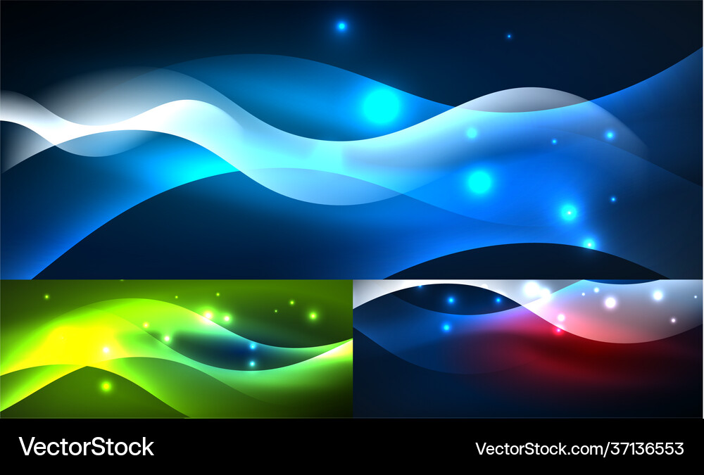 Flowing neon blue color waves abstract backgrounds