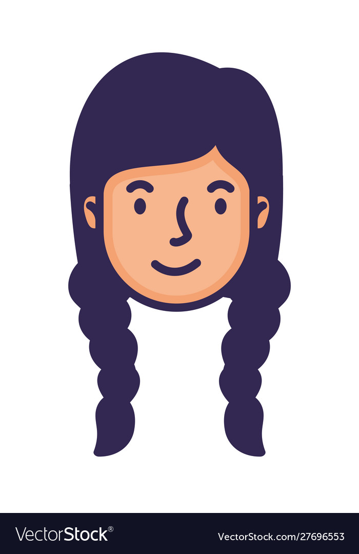Head Woman Face With Hair Braids Character Vector Image