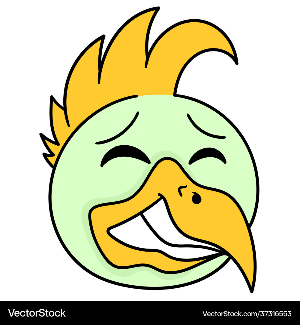 Rooster head emoticon crying sadly doodle icon Vector Image