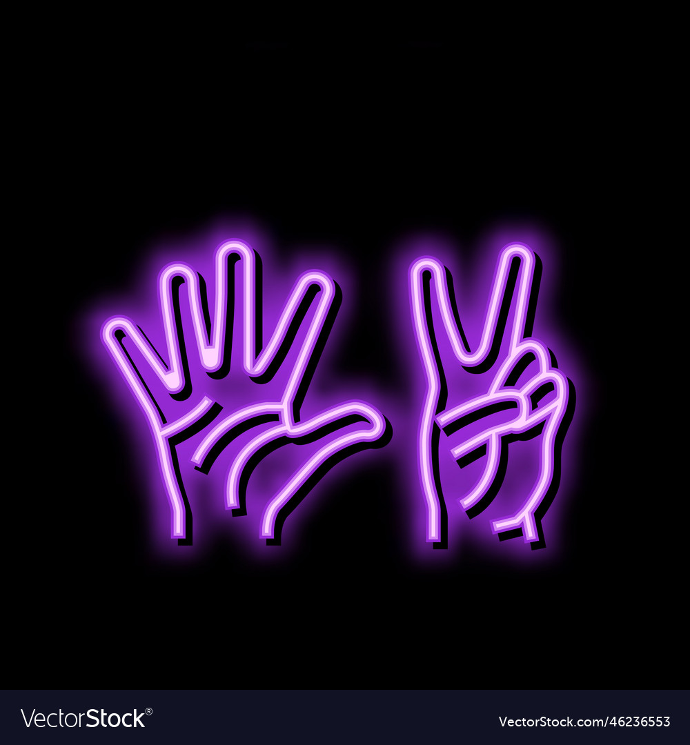 Seven number hand gesture neon glow icon Vector Image