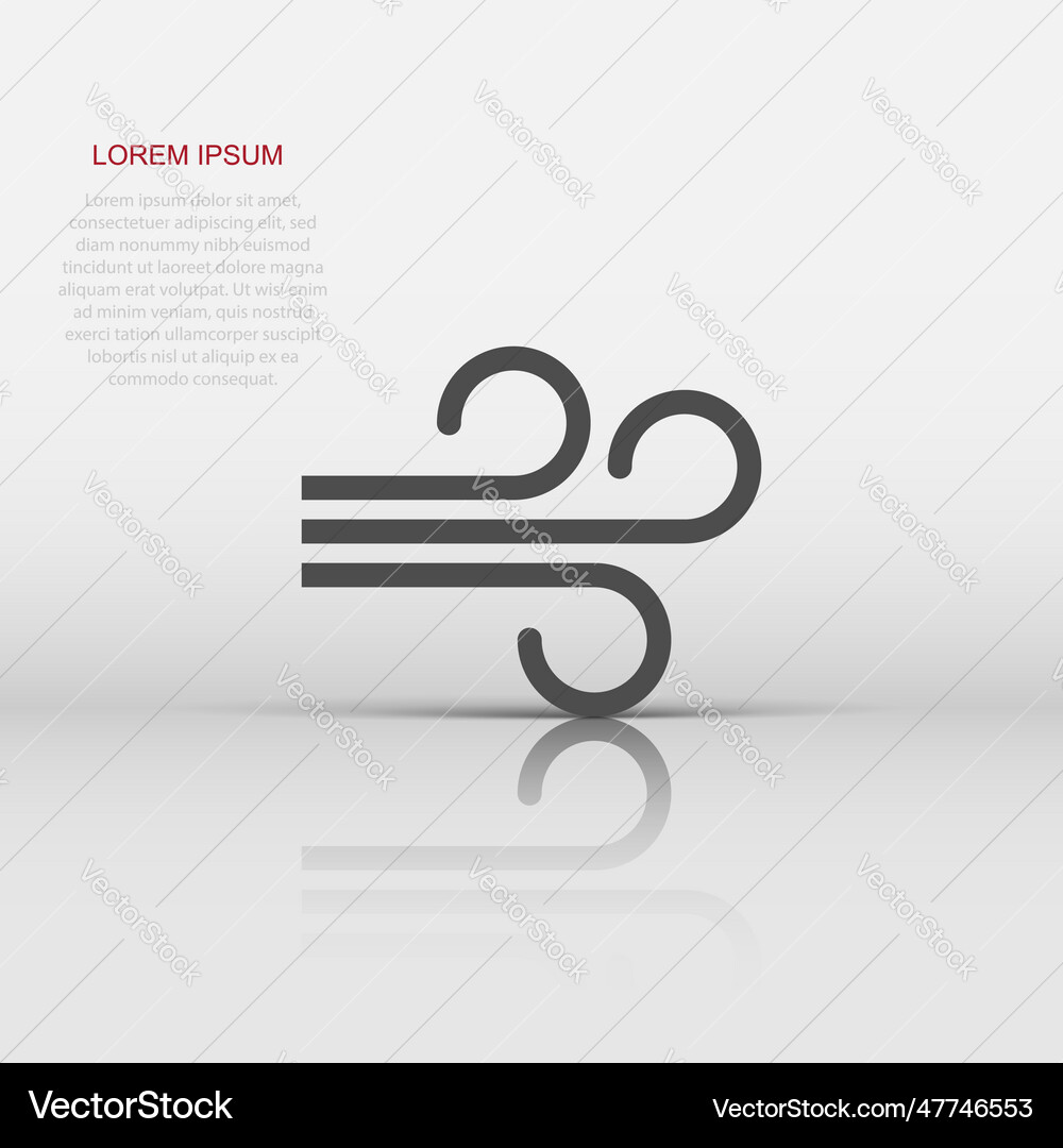Wind icon in flat style air on white isolated Vector Image