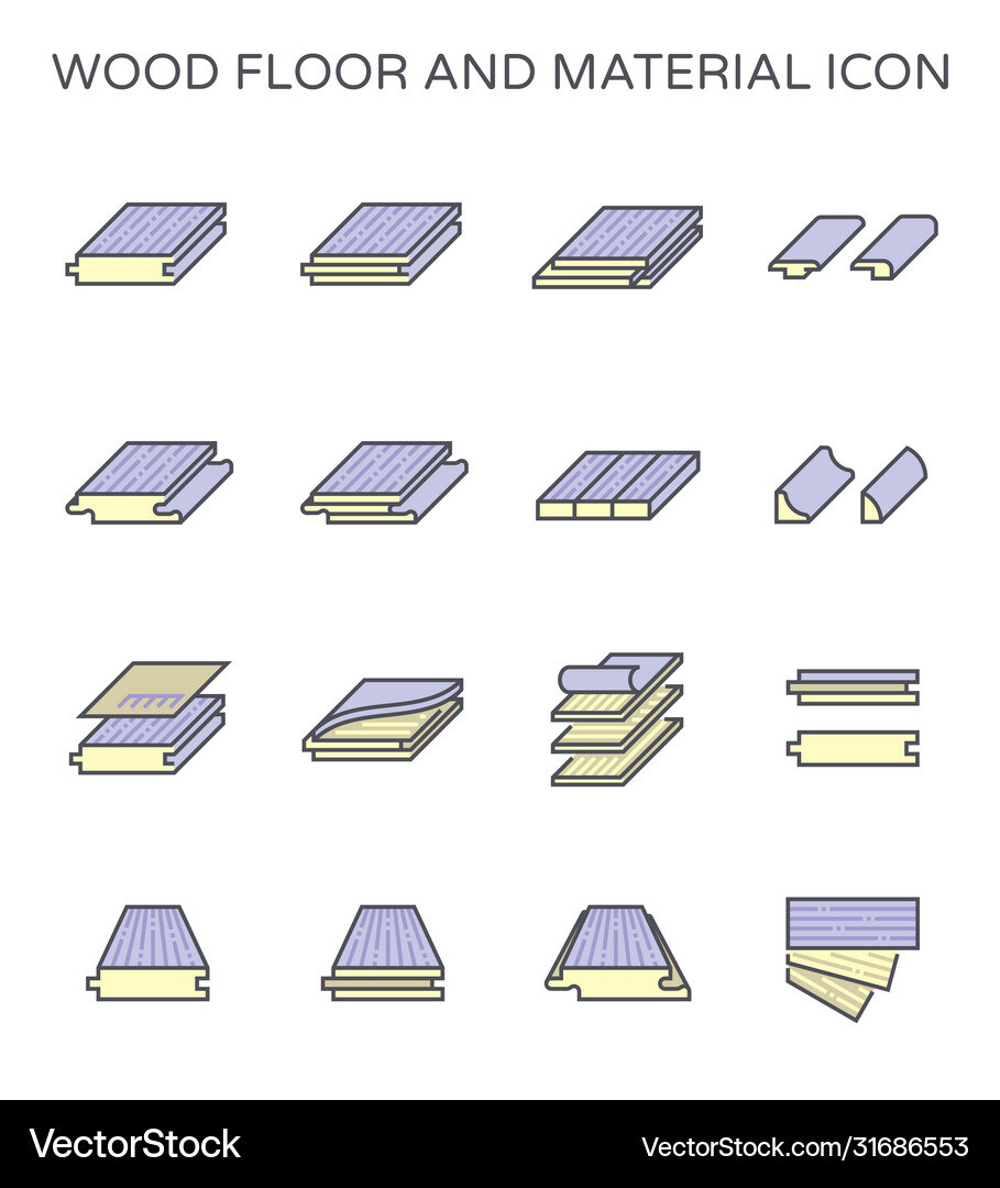 Wood floor and material icon set design Royalty Free Vector