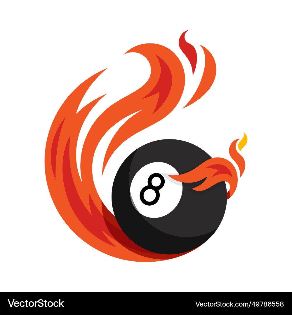 8 ball pool wheel flying fire icon design Vector Image