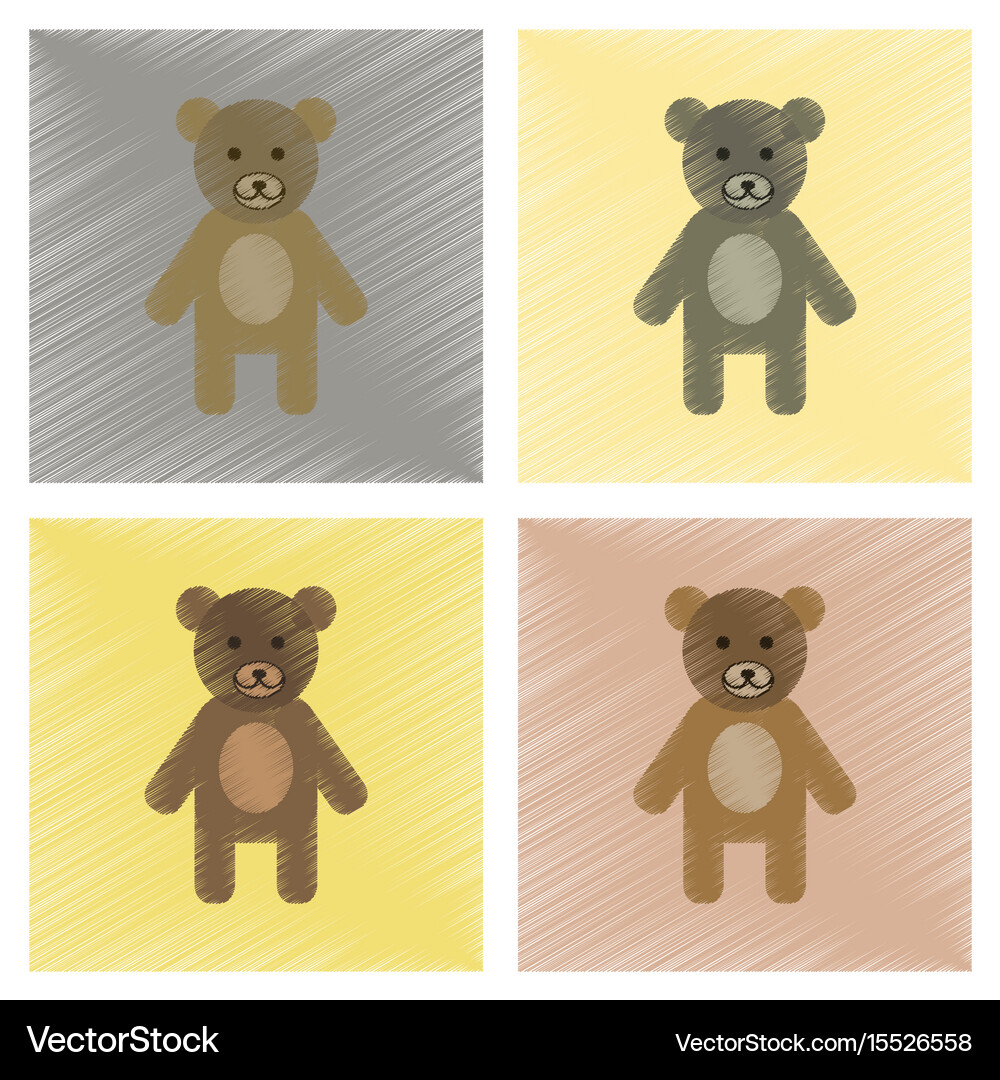 Assembly flat shading style icons cartoon bear Vector Image