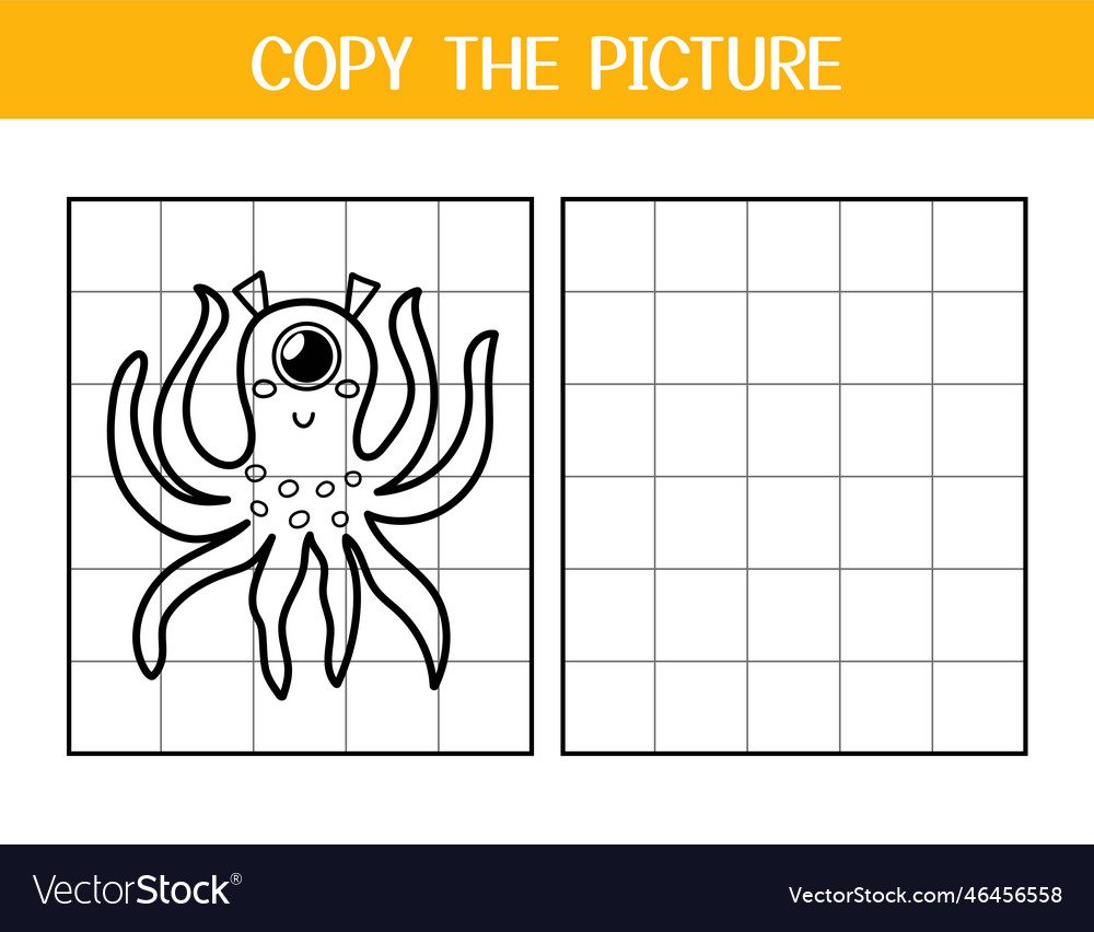 Copy the picture activity page for kids draw and Vector Image