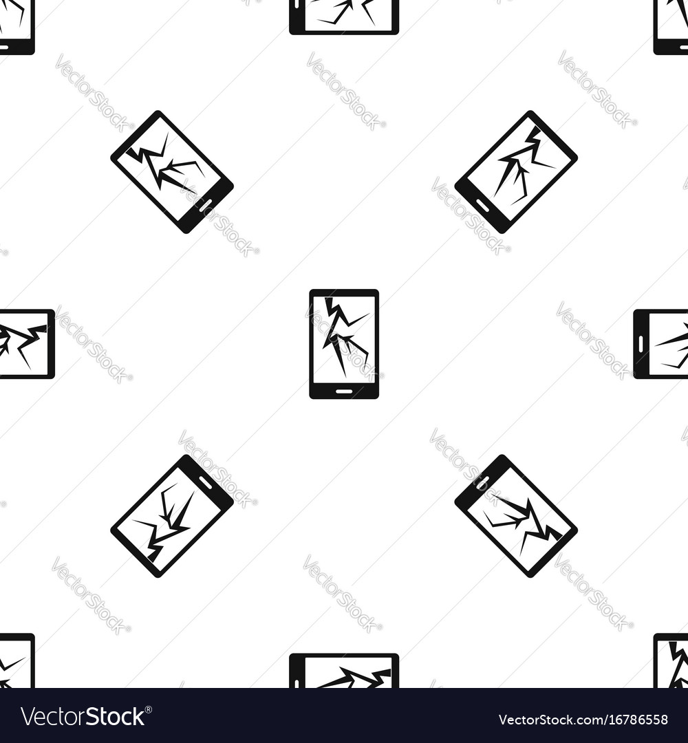 Cracked phone pattern seamless black Royalty Free Vector