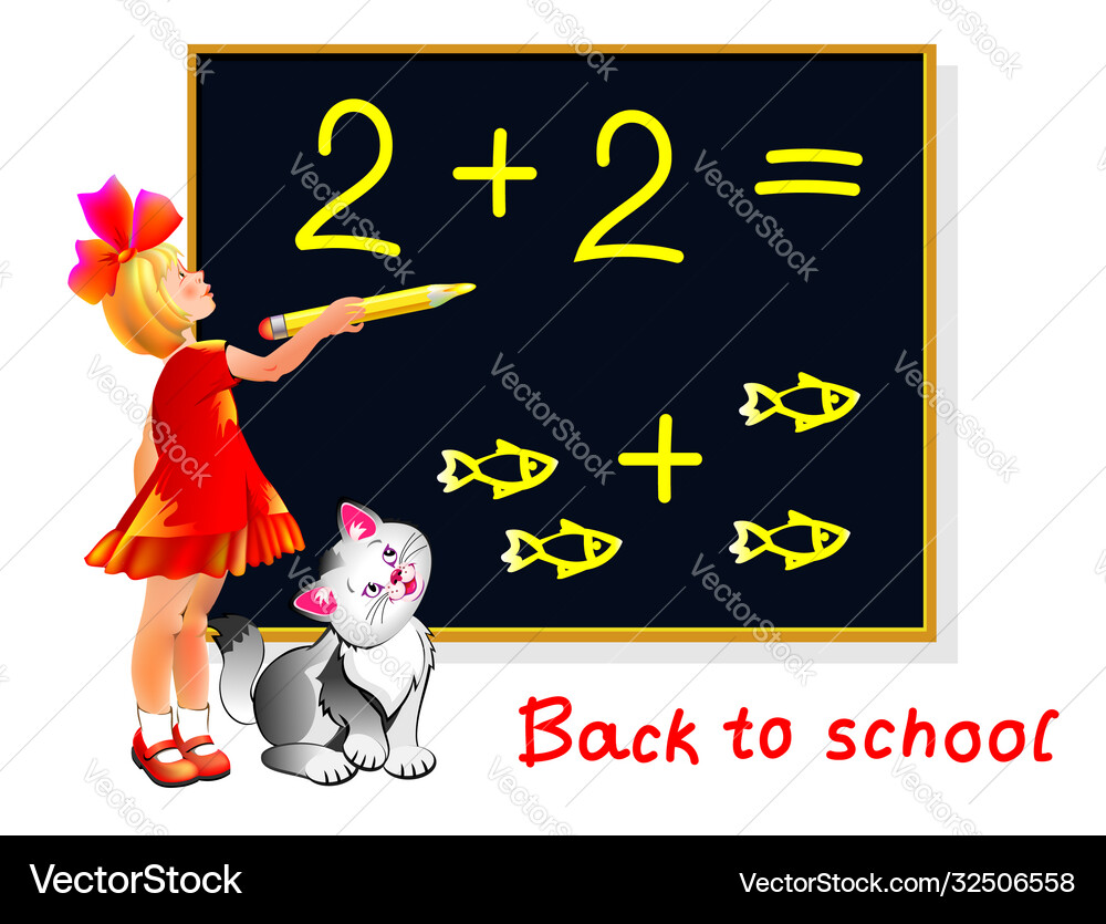 Cute little girl learning count and write numbers Vector Image