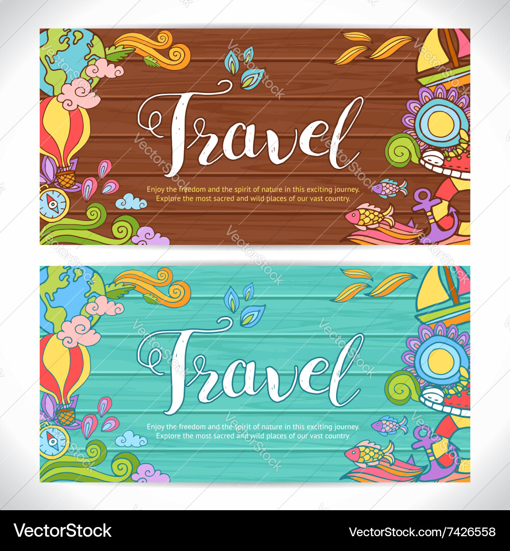 Doodle art with summer travel theme Royalty Free Vector