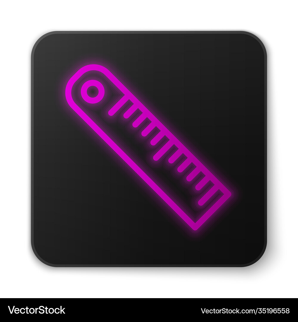 Glowing neon line ruler icon isolated on white Vector Image