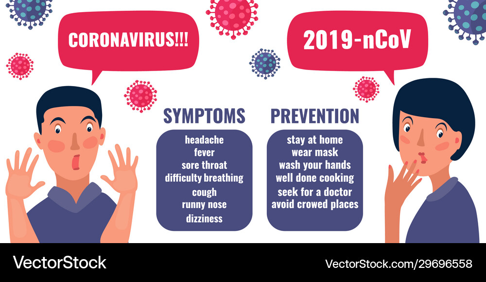 Infographic banner about symptoms and prevention Vector Image